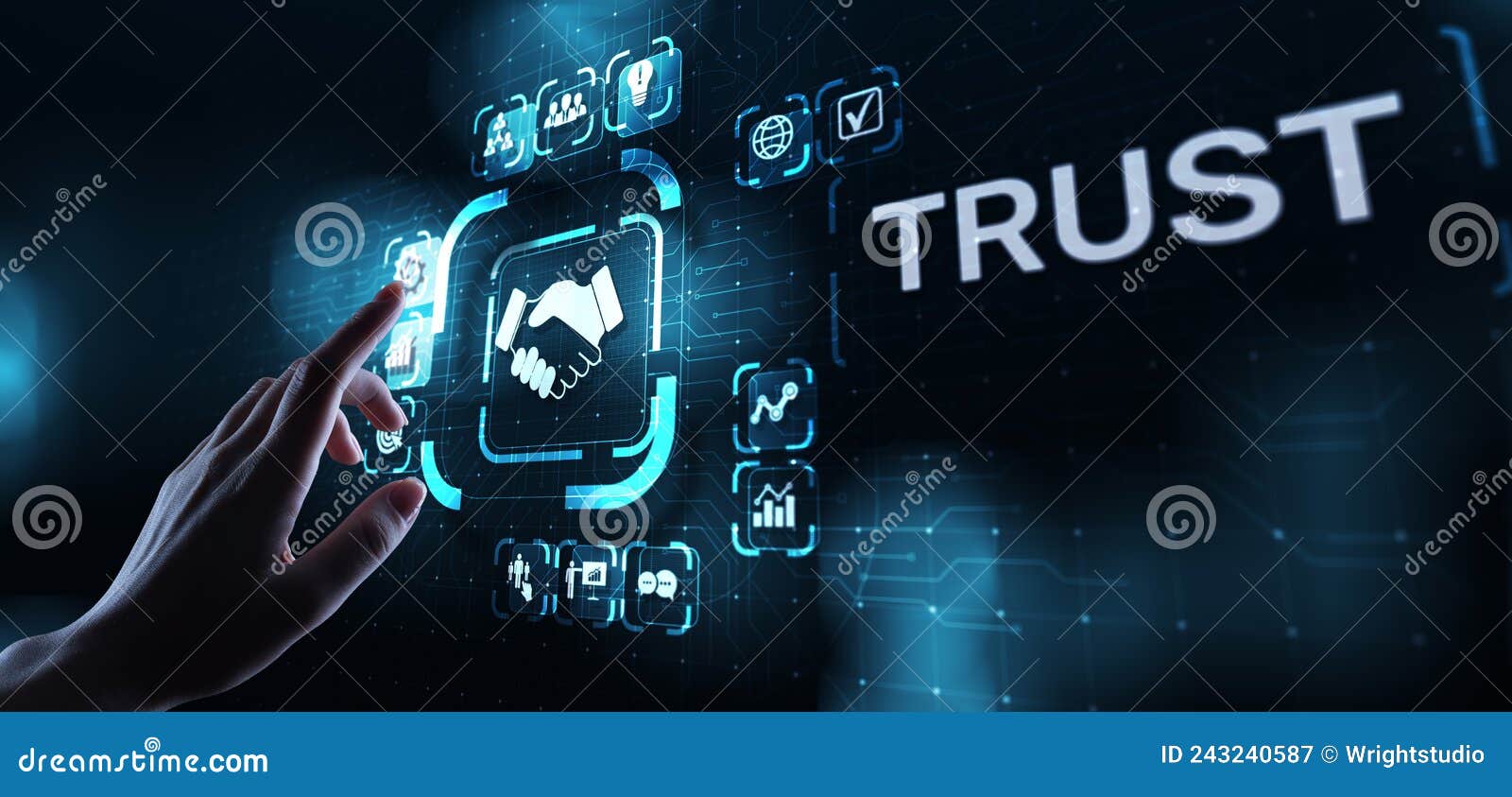 Trust Customer Relations Reliability Business Concept. Pointing and ...