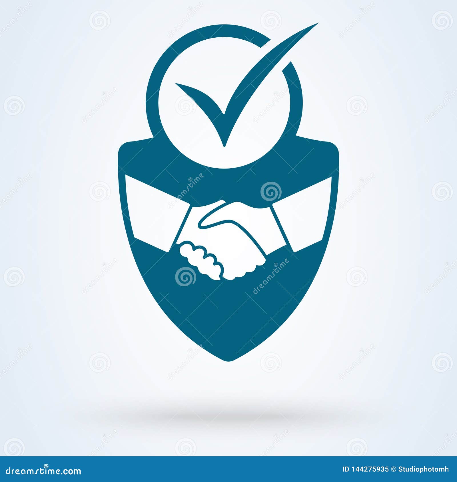 Trust Deal Shield Security Icon Vector Illustration. Tick Mark Approved ...