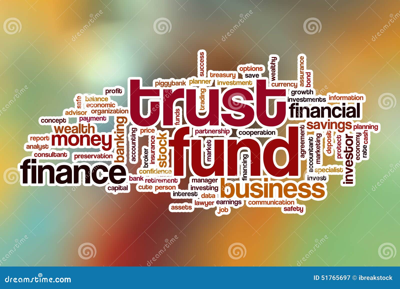 Trust Fund Word Cloud with Abstract Background Stock Image - Image of ...