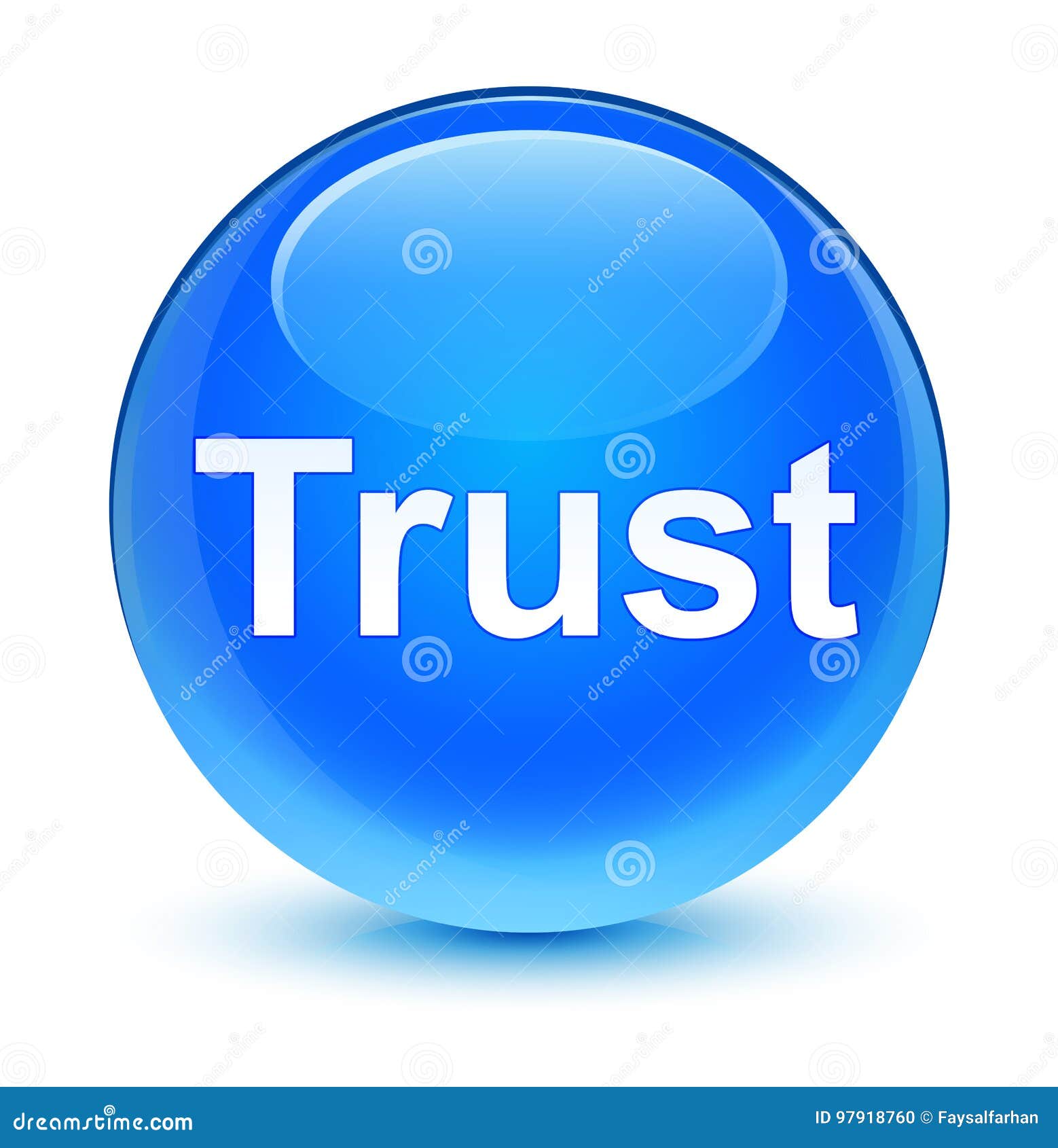 Trust Glassy Cyan Blue Round Button Stock Illustration - Illustration ...