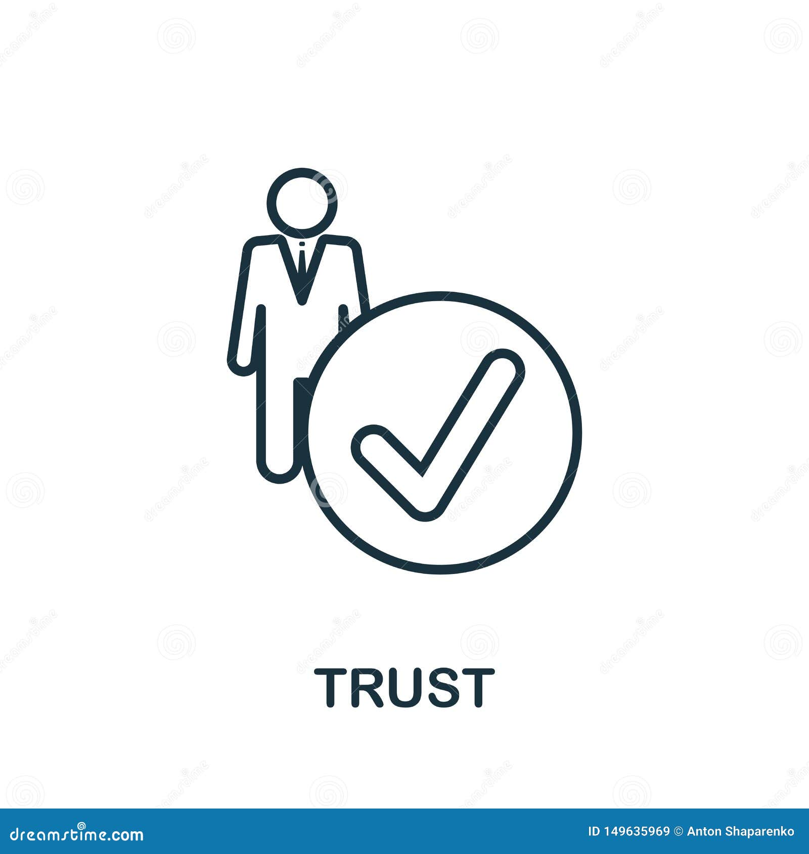Trust Icon. Outline Style Thin Design from Influencer Icons Collection ...