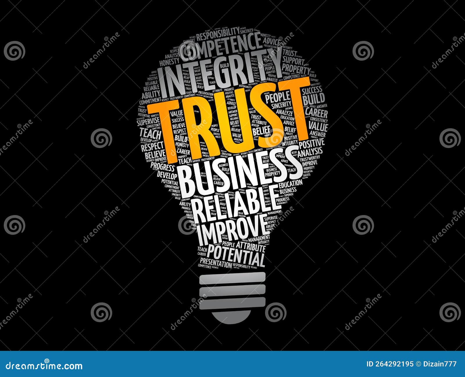 TRUST Light Bulb Word Cloud Collage, Business Concept Background Stock ...