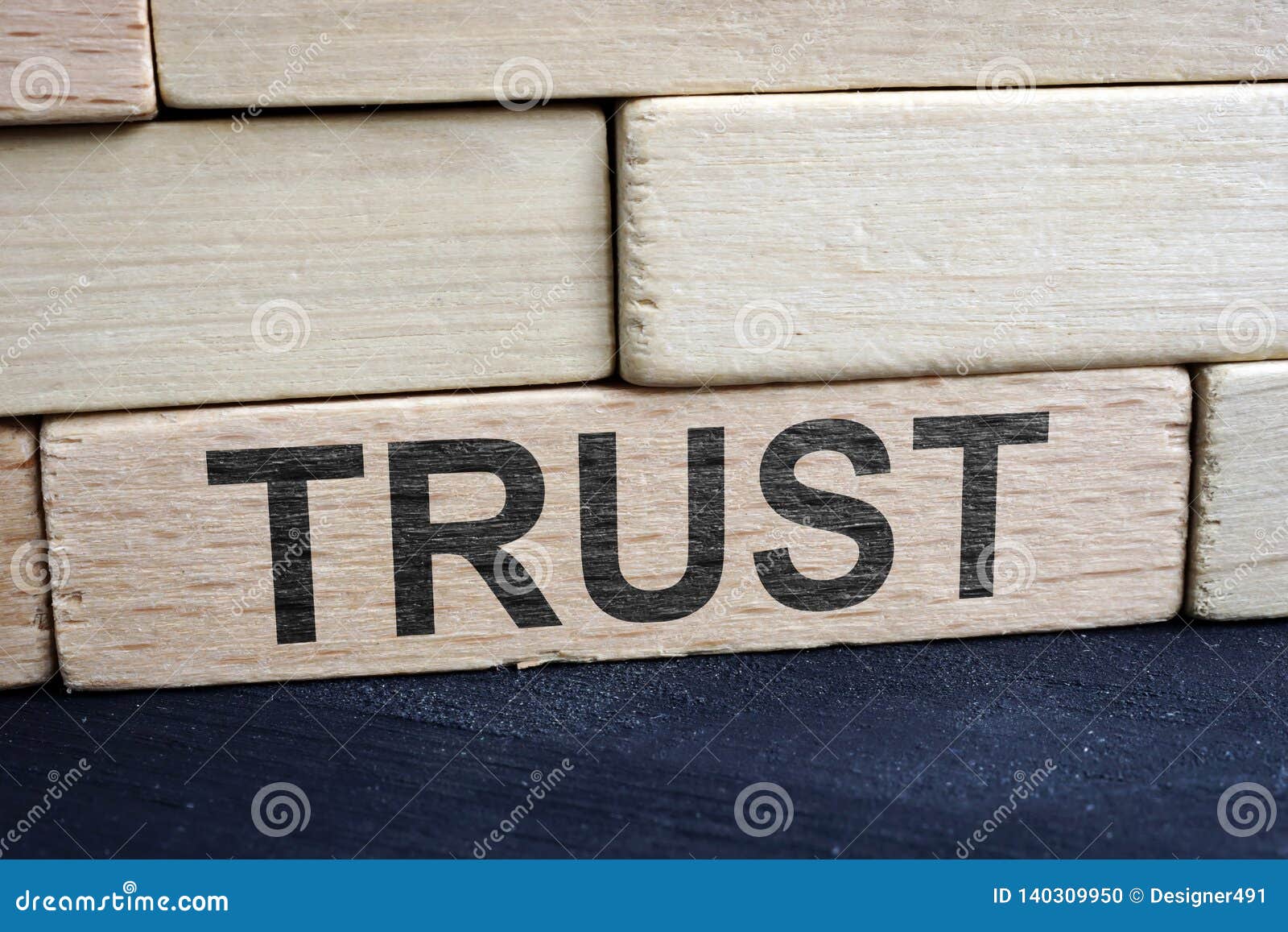 Trust and Relationship. Wall from Wooden Bricks Stock Photo - Image of ...