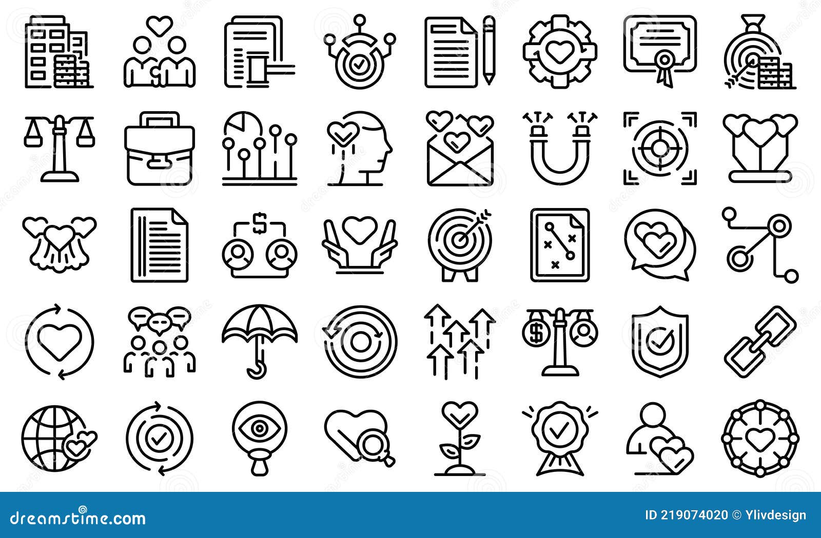Trust Relationship Icons Set, Outline Style Stock Vector - Illustration ...