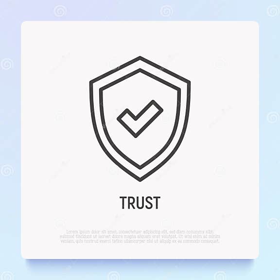 Trust Thin Line Icon: Shield with Tick. Modern Vector Illustration ...