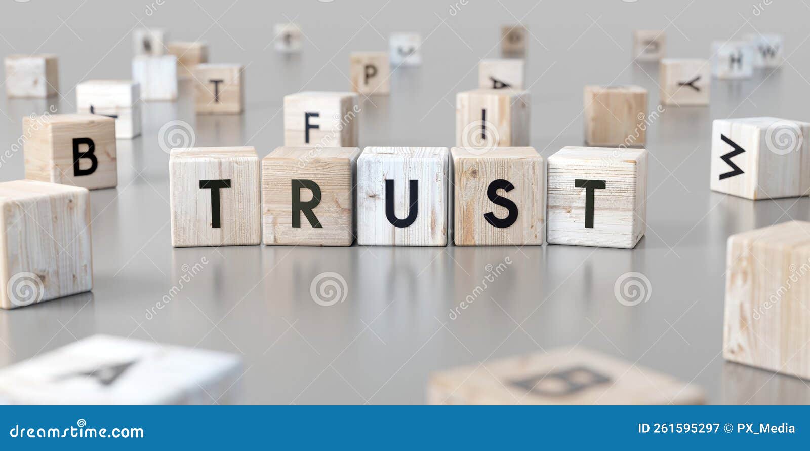 Trust - Word on Wooden Blocks - 3D Illustration Stock Illustration ...