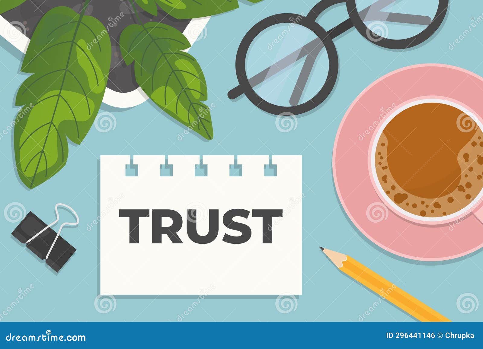 Trust Word Written Card Note, Flat Lay Composition Stock Illustration ...