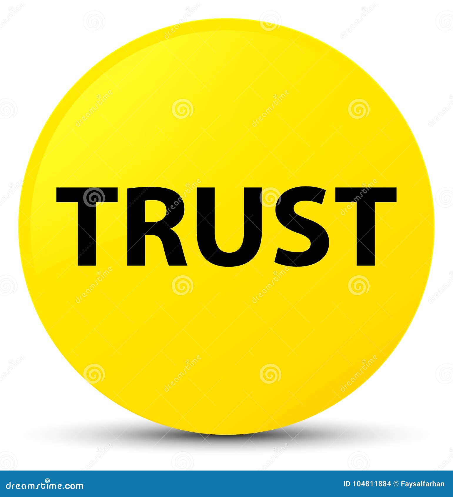 Trust yellow round button stock illustration. Illustration of belief ...