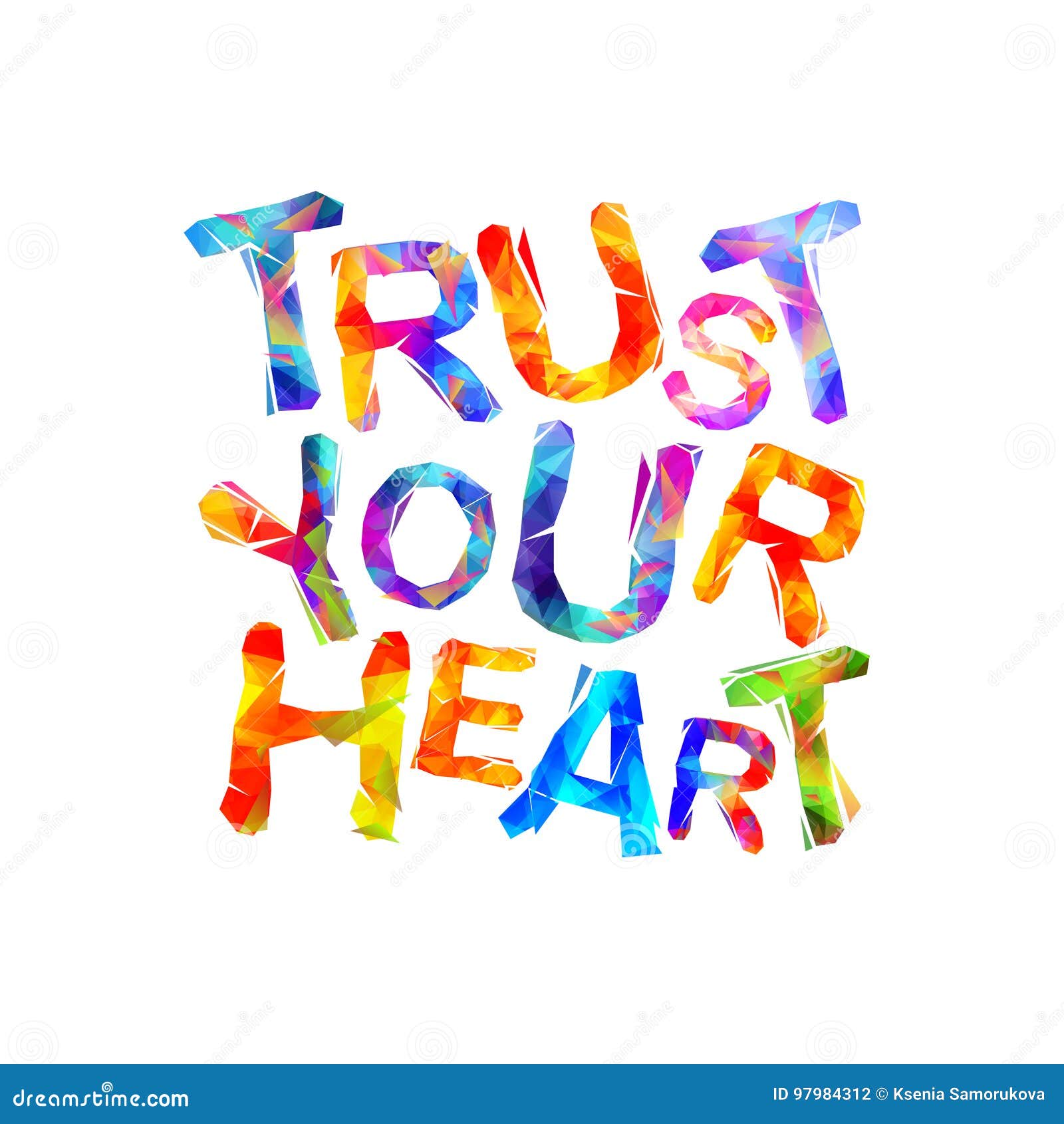 Trust Your Intuition, Colored Lettering With Light Bulb, Vector ...