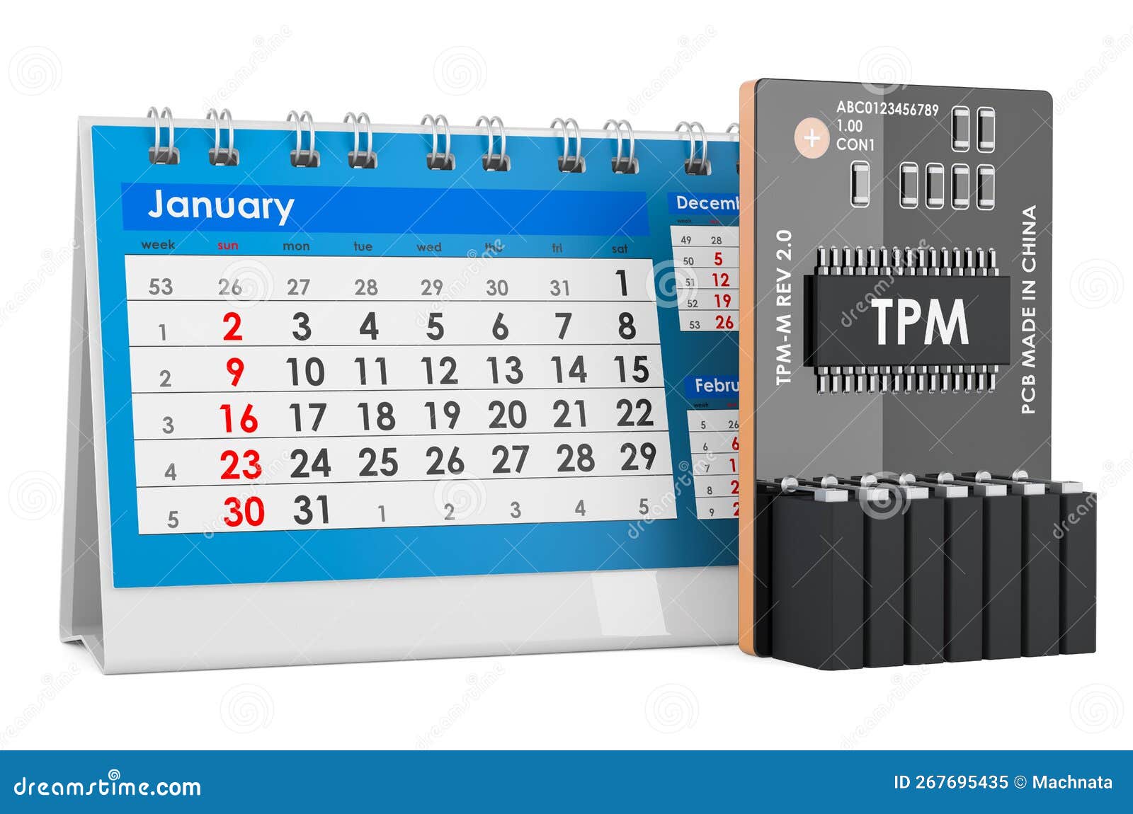 Trusted Platform Module, TPM With Alarm Clock. 3D Rendering Royalty ...
