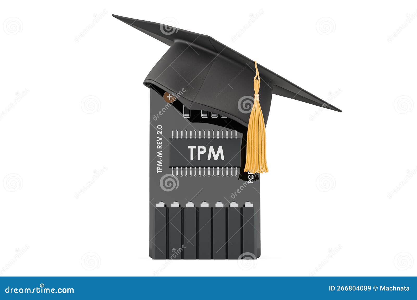 Trusted Platform Module, TPM with Education Hat. 3D Rendering Stock ...
