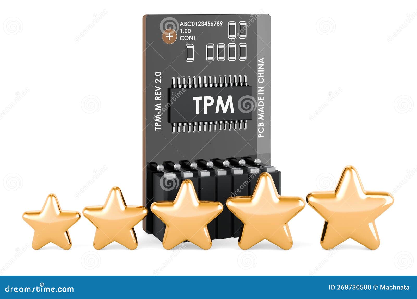 Trusted Platform Module, TPM With Five Golden Stars. 3D Rendering ...