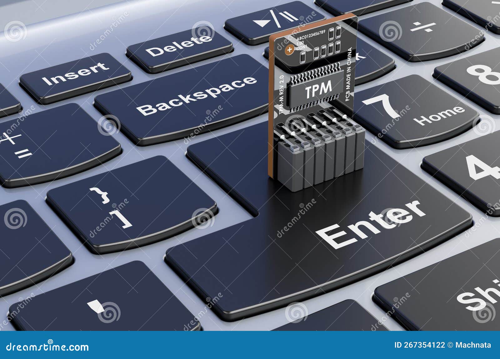 Trusted Platform Module, TPM With Five Golden Stars. 3D Rendering ...