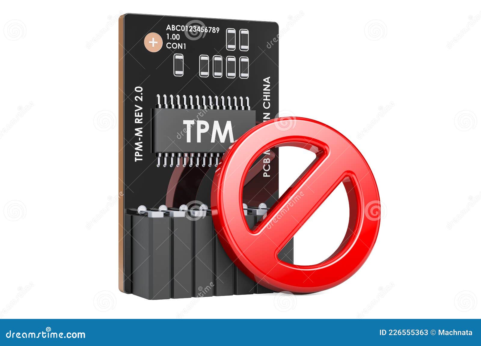 Trusted Platform Module, TPM With Prohibition, Symbol. 3D Rendering ...