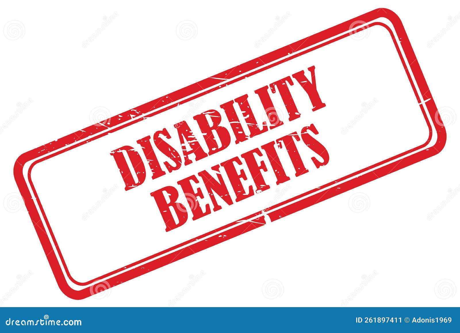 Disability Benefits Stamp on White Stock Illustration - Illustration of ...
