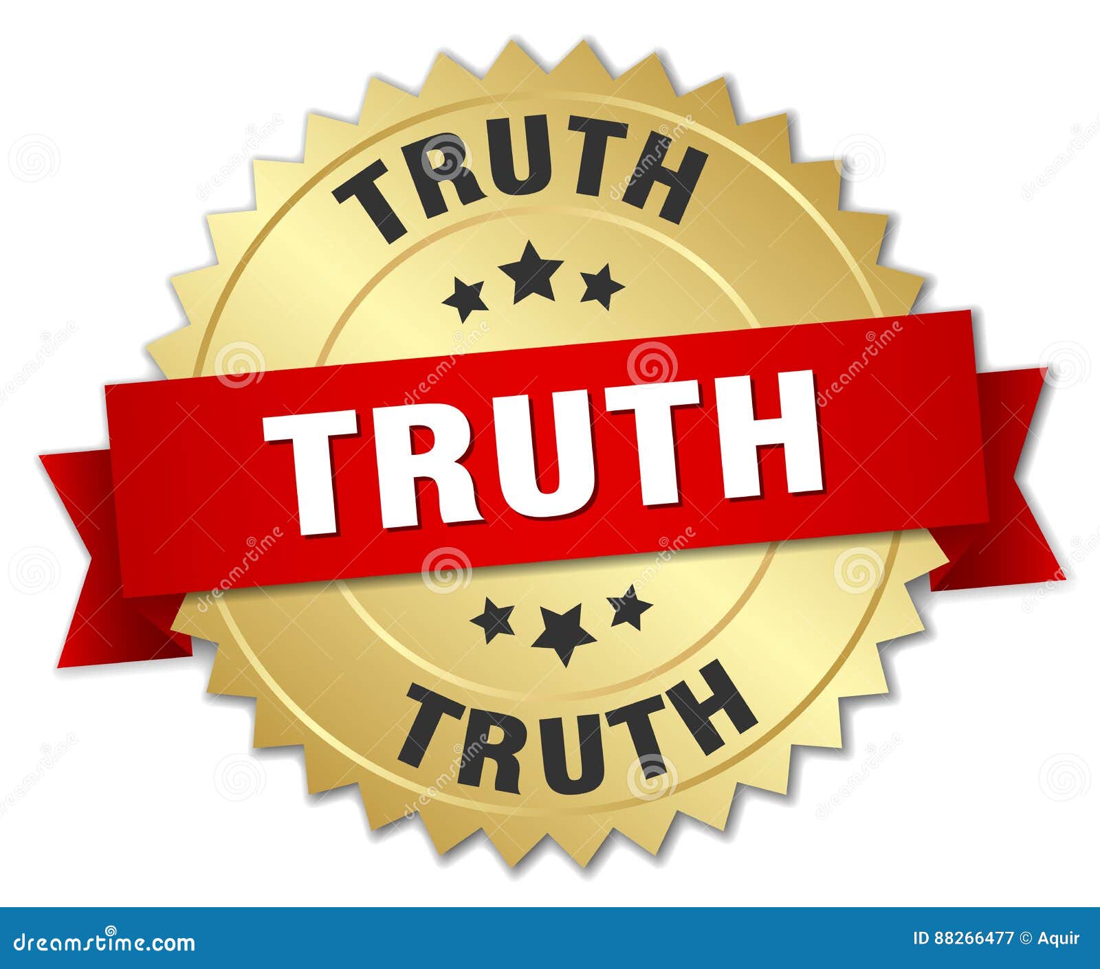 Truth 3d gold badge stock vector. Illustration of white - 88266477