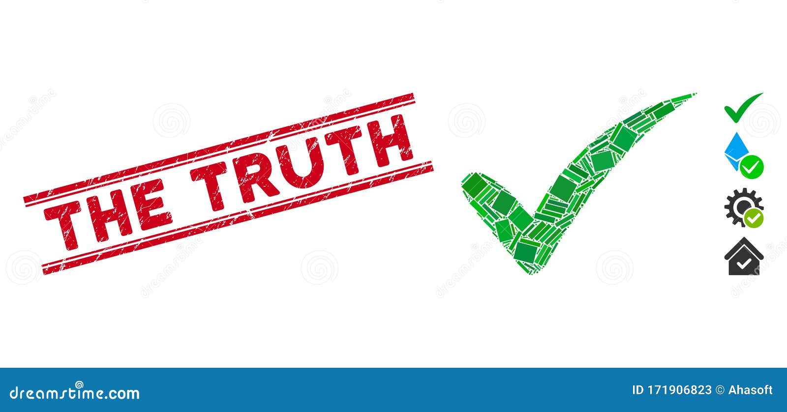 The Truth Mosaic and Scratched the Truth Seal with Lines Stock Vector ...