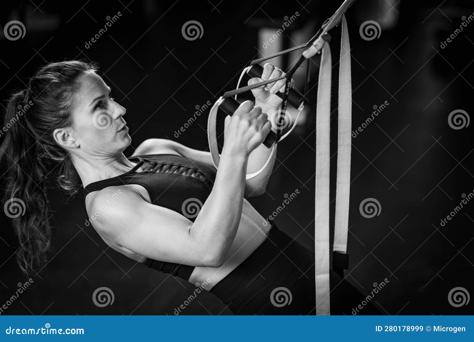 TRX Suspension Training Exercise in the Gym Stock Image - Image of ...