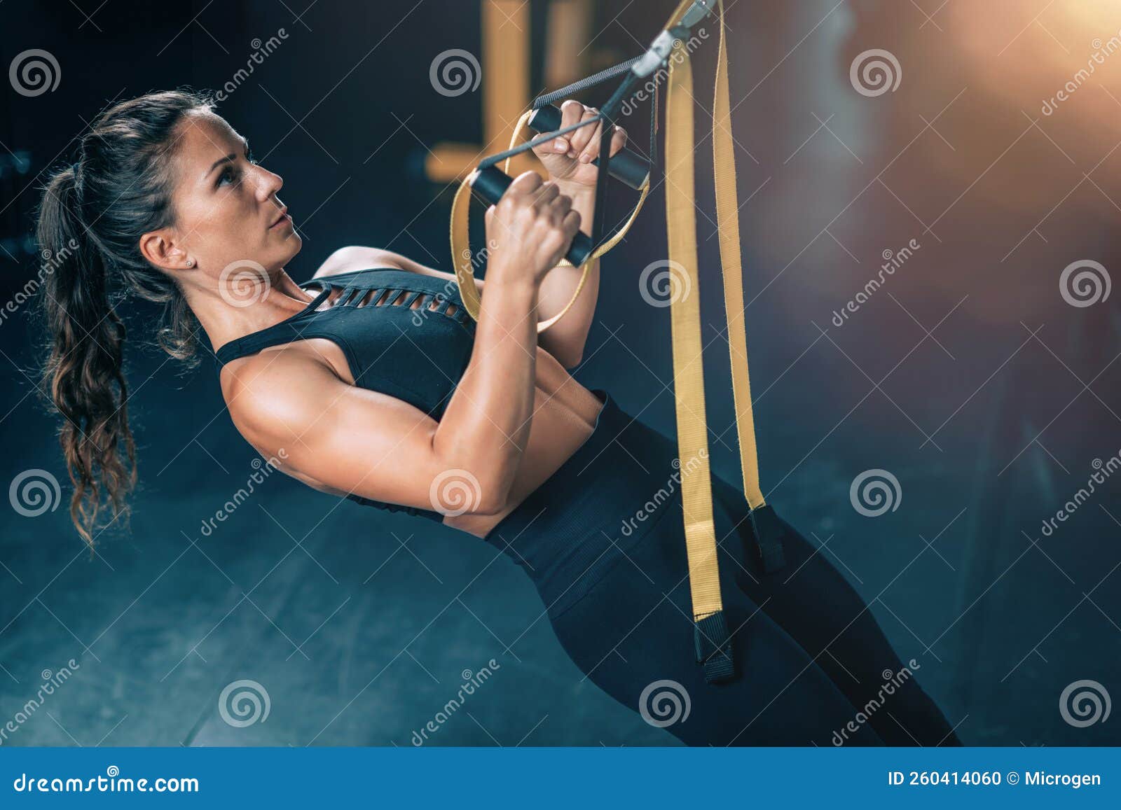 TRX Suspension Training Exercise in the Gym Stock Photo - Image of ...