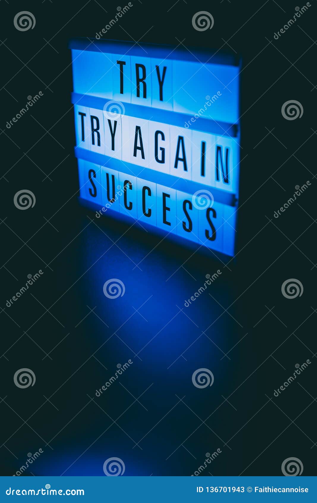 Try Try Again Success Message on Lightbox in the Dark Stock Image ...