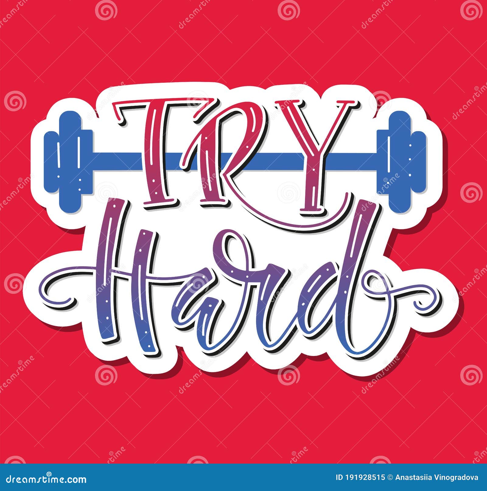 Try Hard Text with Dumbbell, Vector Illustration. Stock Vector ...