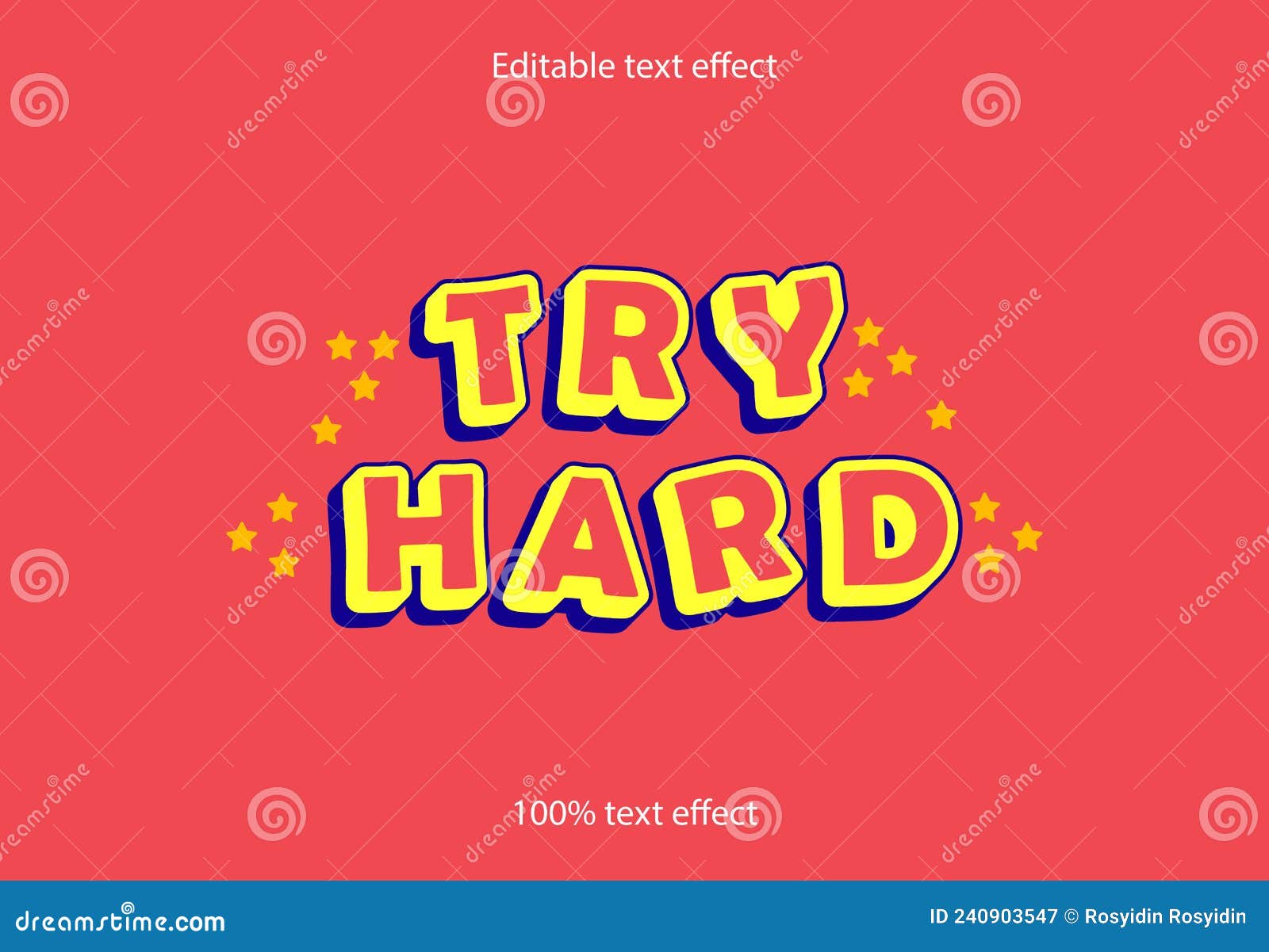 Try Hard with Red Background Text Effect Stock Vector - Illustration of ...