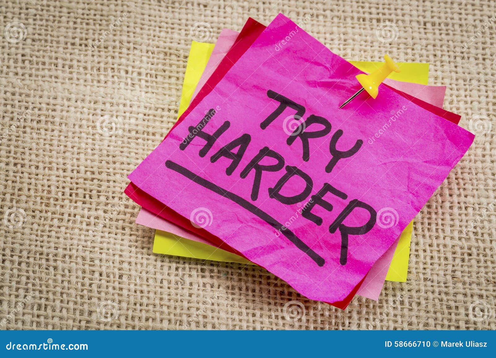 Try Harder Motivation Sticky Note Stock Photo - Image of reminder, work ...