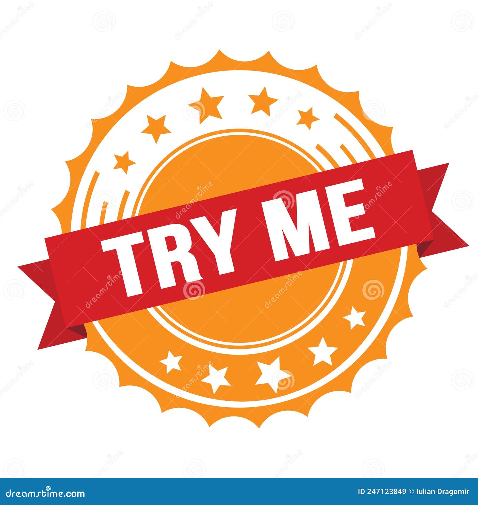 TRY ME Text on Red Orange Ribbon Stamp Stock Illustration ...