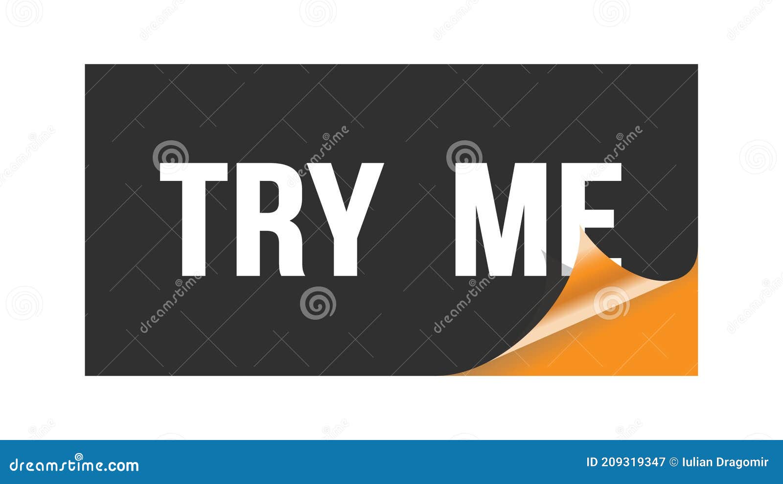 TRY ME Text Written on Black Orange Sticker Stock Illustration ...