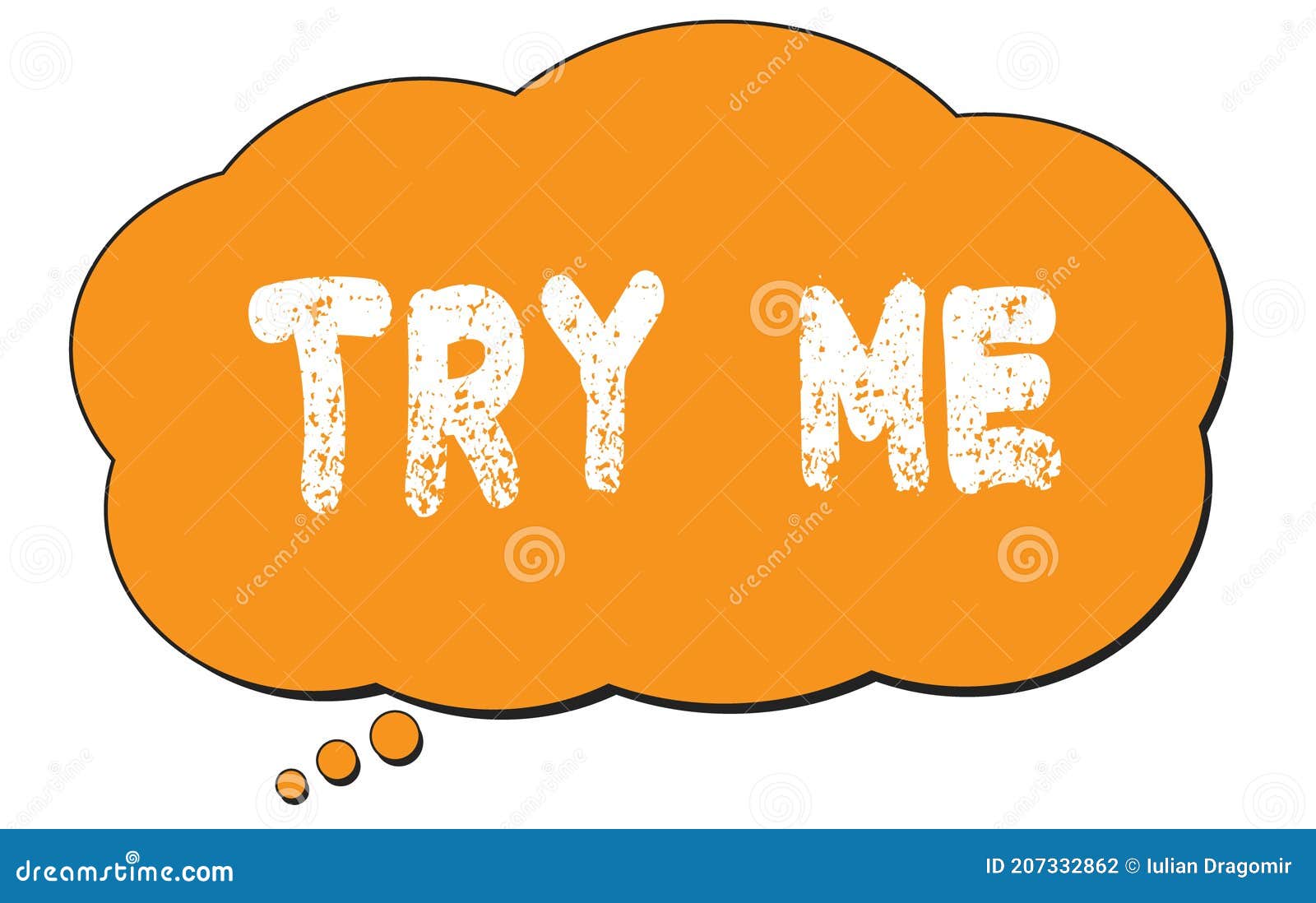 TRY ME Text Written on an Orange Thought Bubble Stock Illustration ...