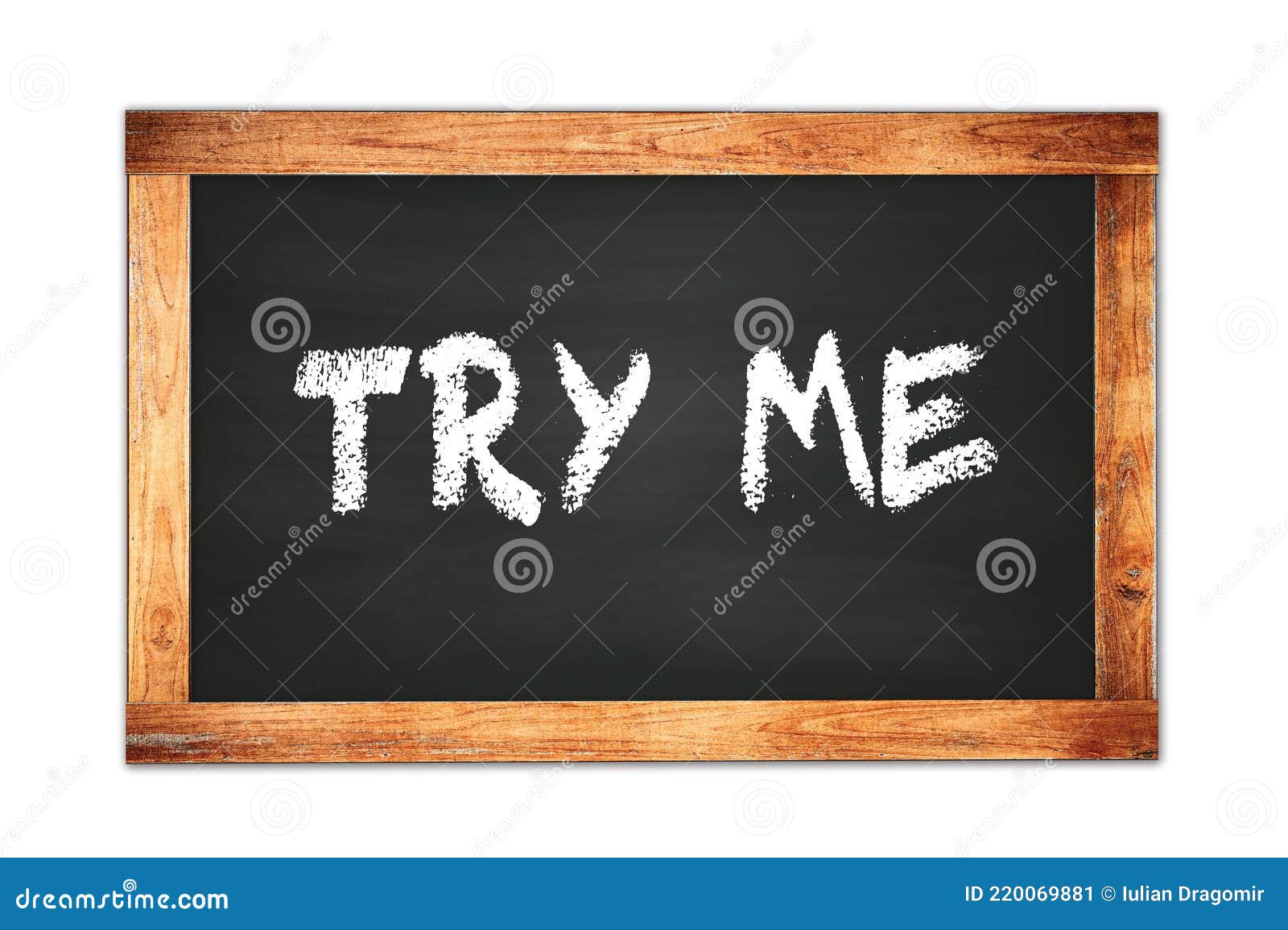 TRY ME Text Written on Wooden Frame School Blackboard Stock ...