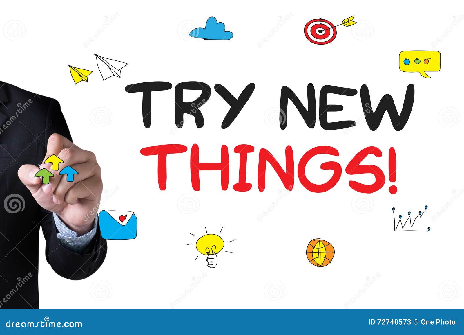 TRY NEW THINGS stock image. Image of businessman, science - 72740573