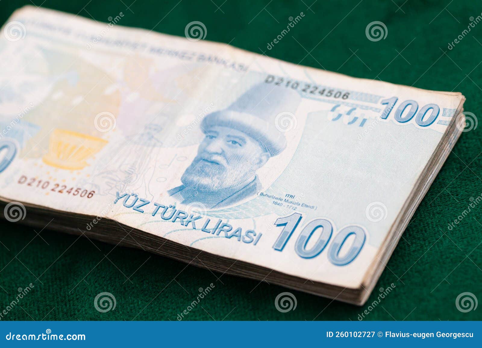 100 TRY - One Hundred Turkish Lira Banknotes Stack Back Stock Image ...