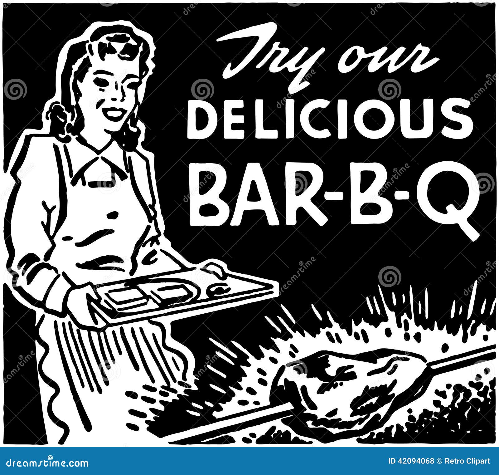 Try Our Delicious Bar-B-Q stock vector. Illustration of spit - 42094068