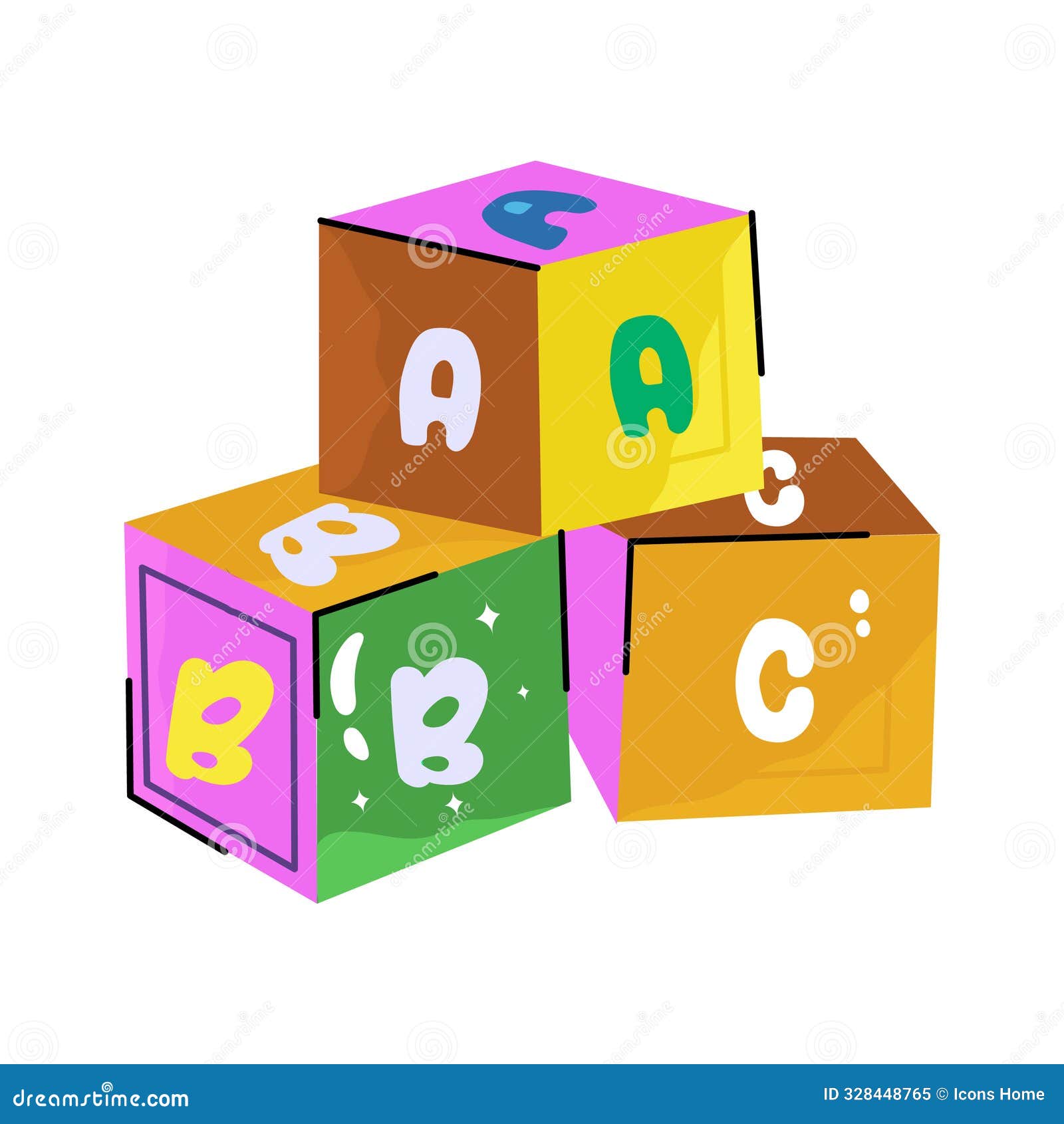 Try this Sketchy Sticker of Letter Cubes Stock Illustration ...