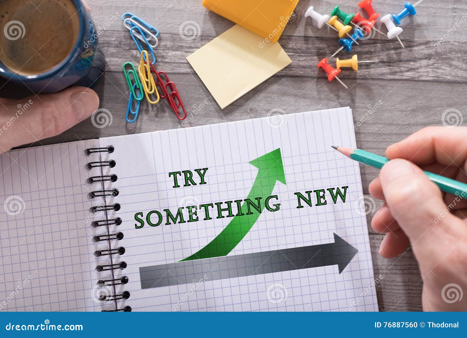 Try Something New Concept on a Notepad Stock Photo - Image of forward ...