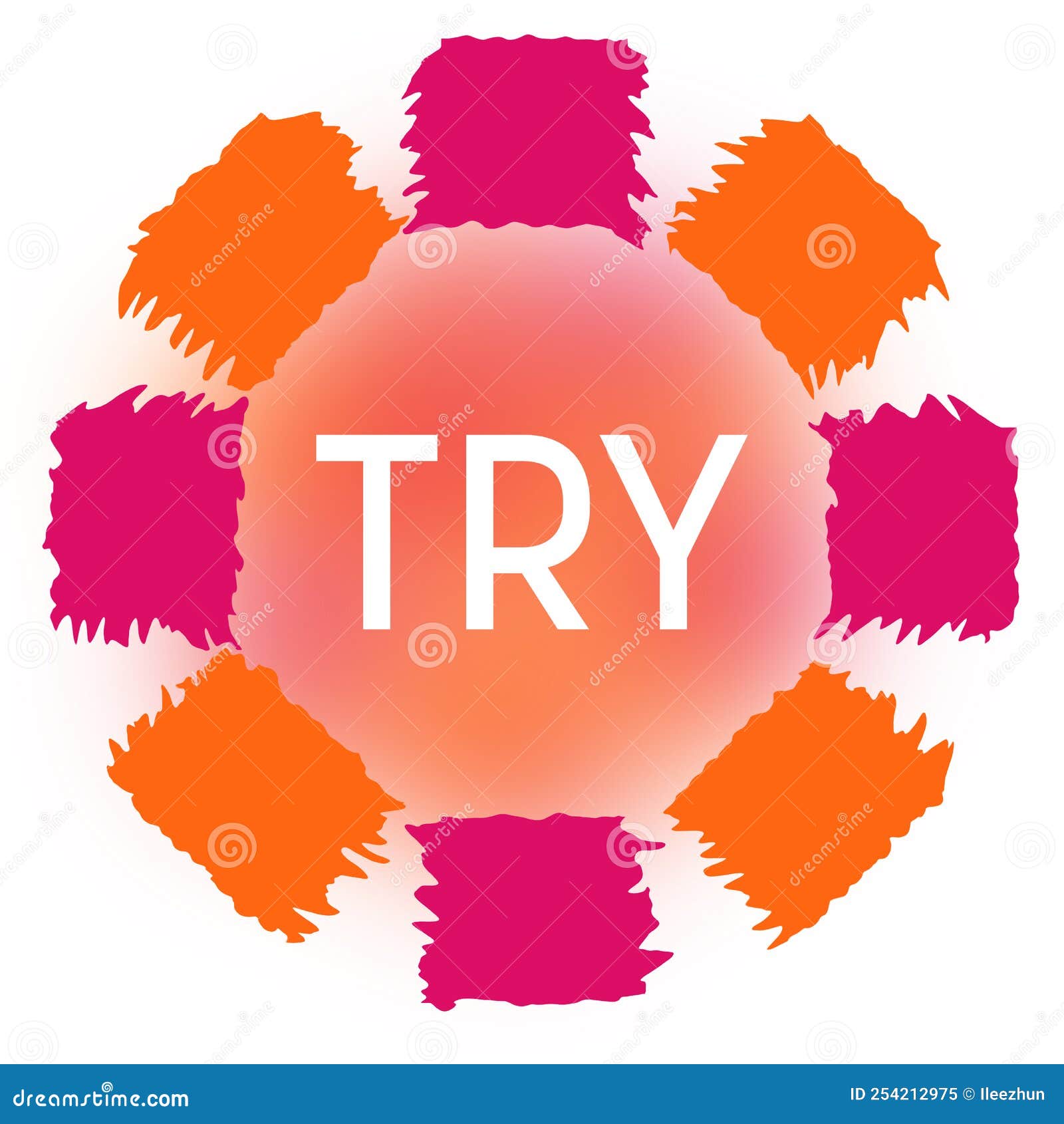 Try Pink Orange Painted Squares Circular Text Stock Illustration ...