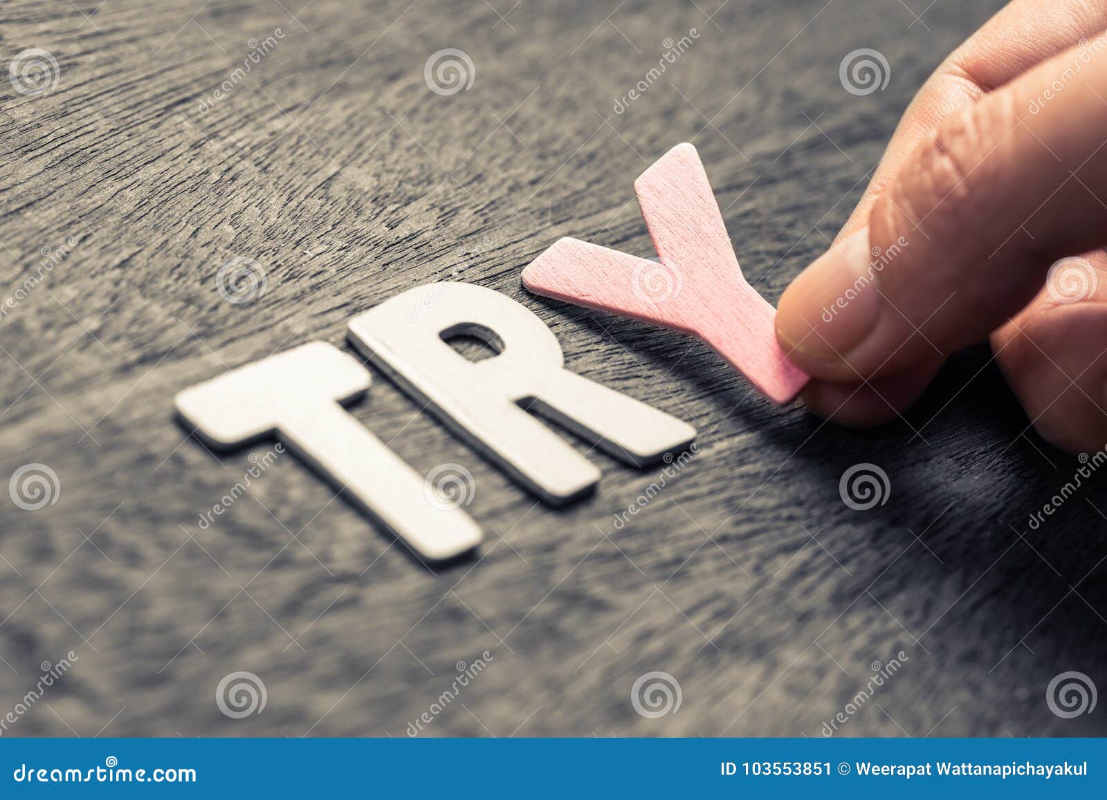 TRY WOOD LETTERS stock image. Image of creative, experiment - 103553851