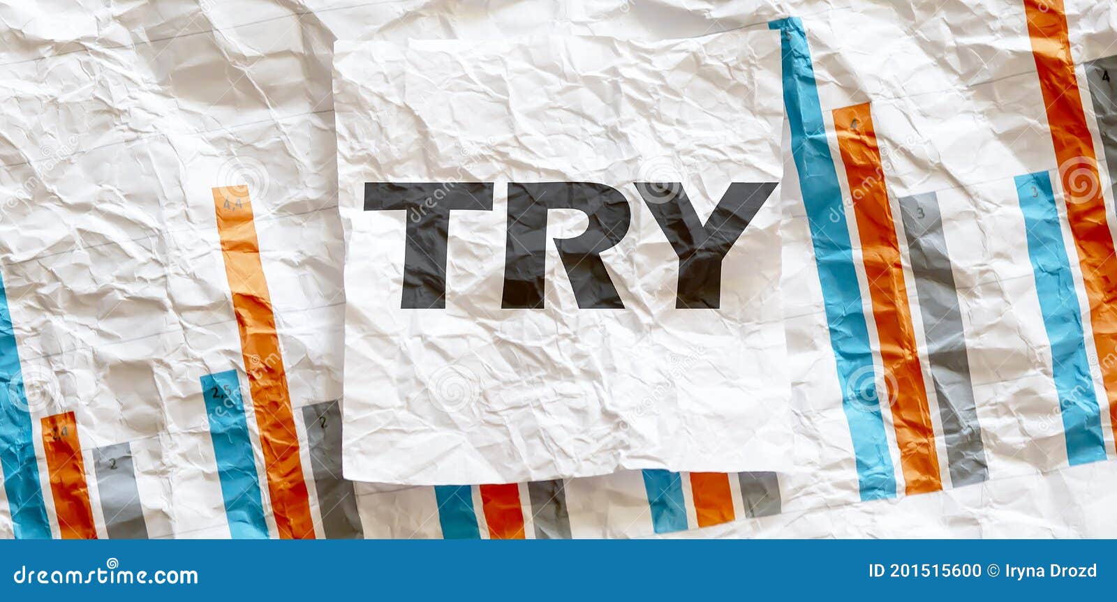 TRY Word Text on the White Memo Note Crupled Sticker on Chart ...