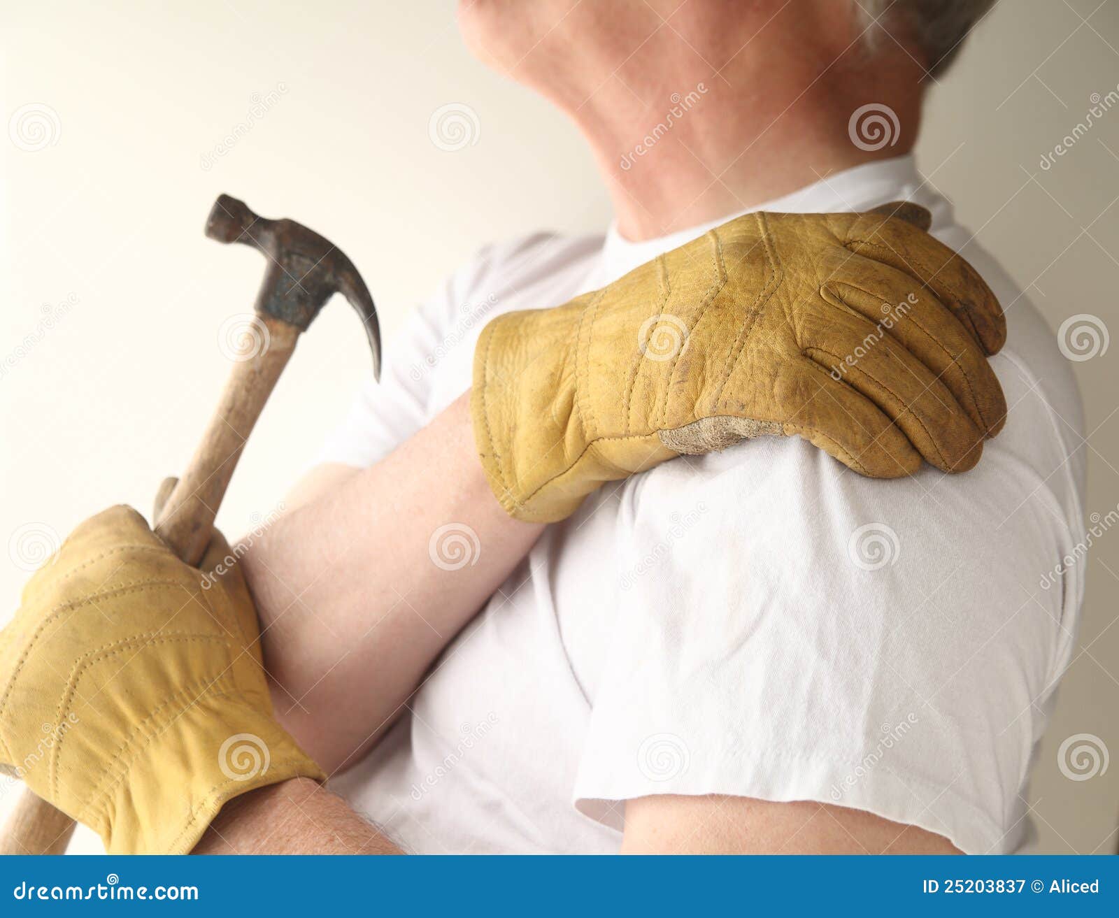 Trying To Do Home Maintenance with Shoulder Pain Stock Image - Image of ...