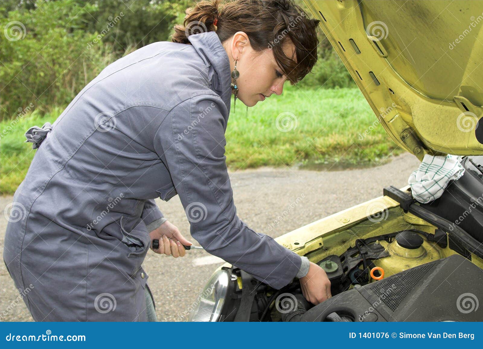 Trying to fix the car stock photo. Image of auto, repair - 1401076