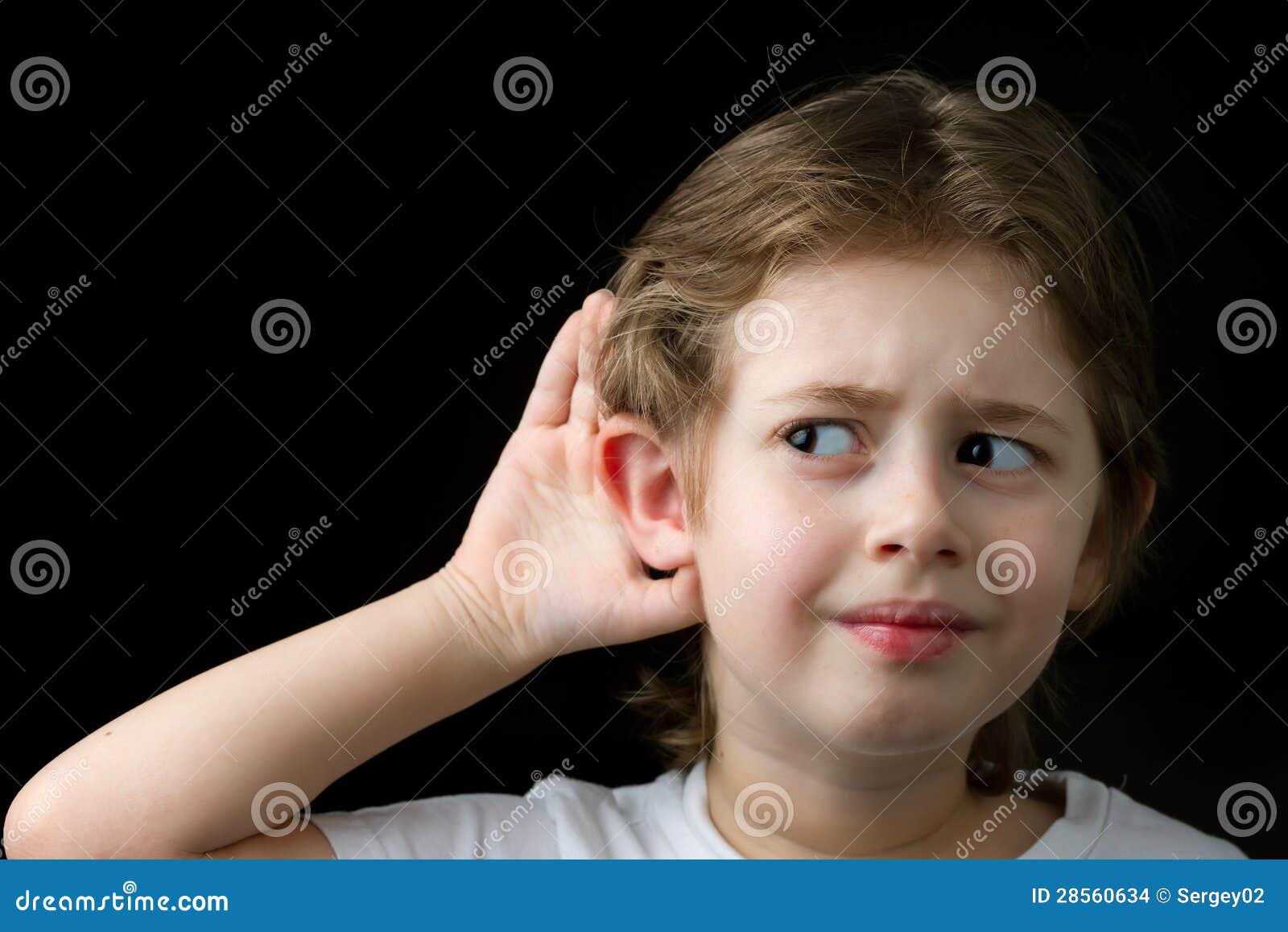 Trying to hear stock photo. Image of little, copy, hair - 28560634