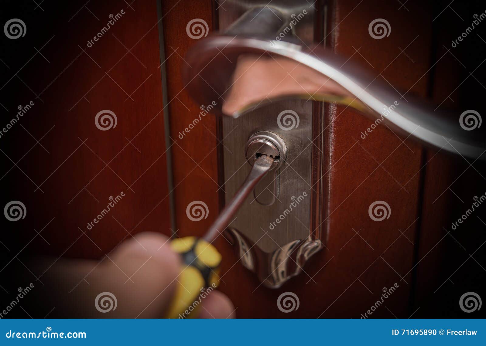 Trying To Open a Door Lock by Driver Stock Photo - Image of code ...
