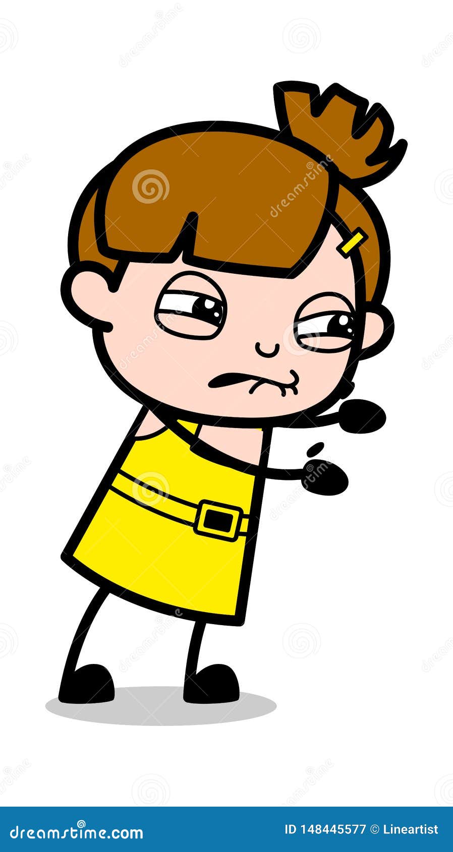 Trying To Pull - Cute Girl Cartoon Character Vector Illustration Stock ...