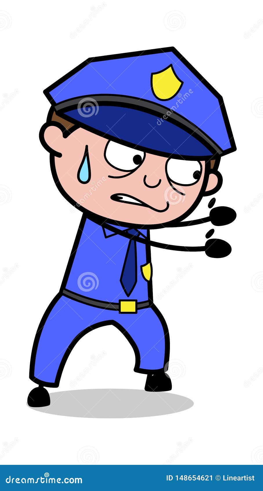 Trying To Pull - Retro Cop Policeman Vector Illustration Stock ...