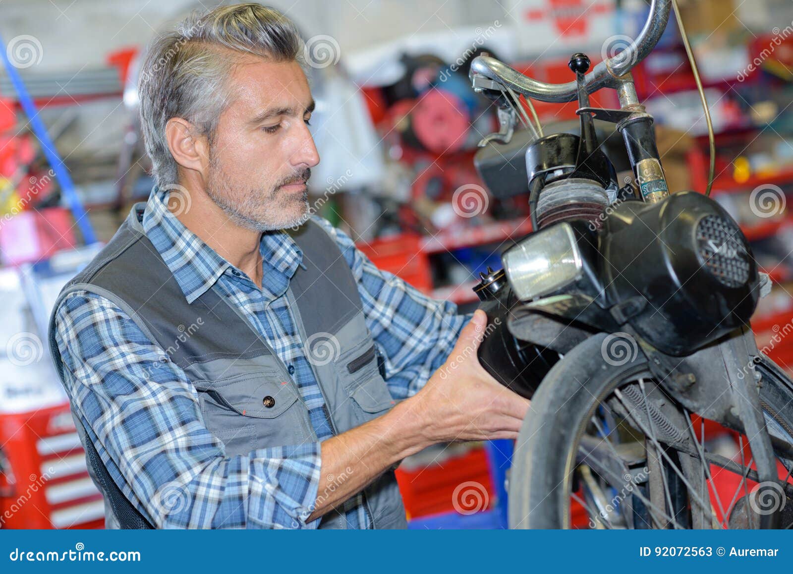 Trying To Solve Bike Problem Stock Image - Image of servicing ...