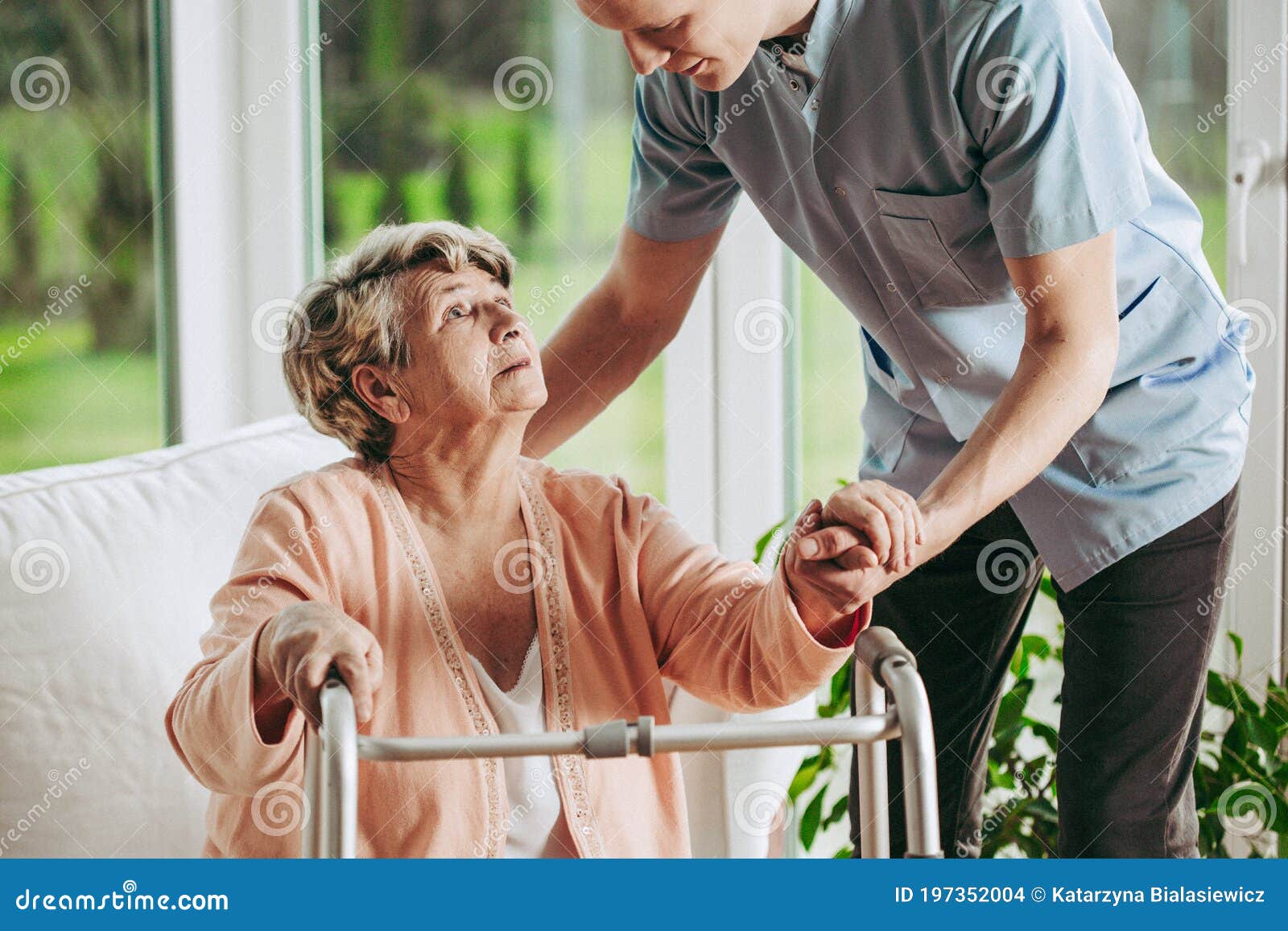 Trying to walk with walker stock photo. Image of care - 197352004