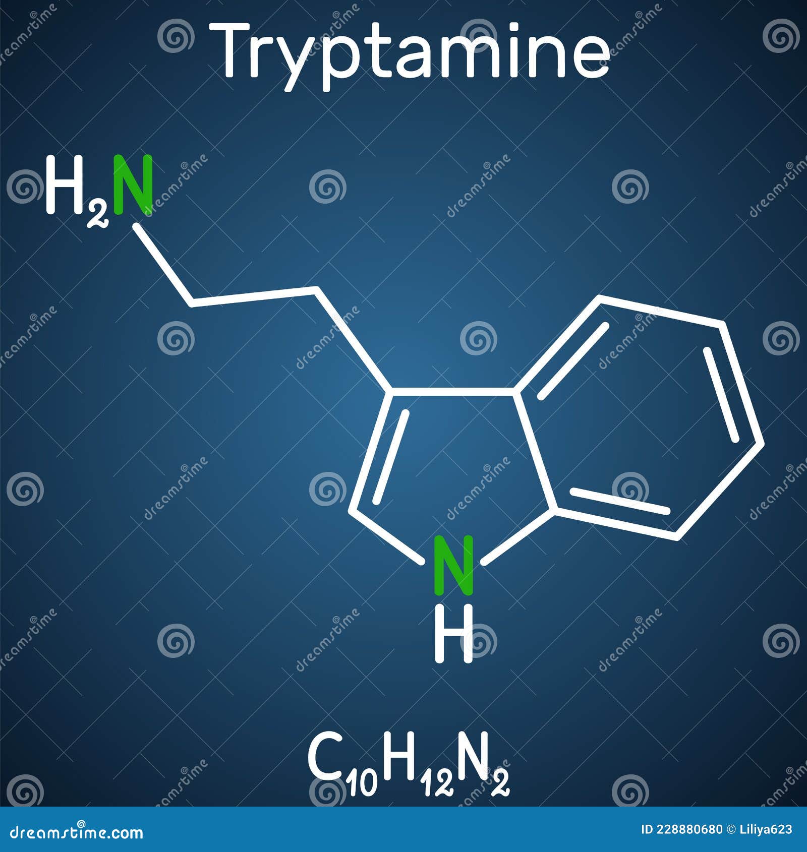 Tryptamine Molecule. it is Alkaloid, Aminoalkylindole Stock Vector ...