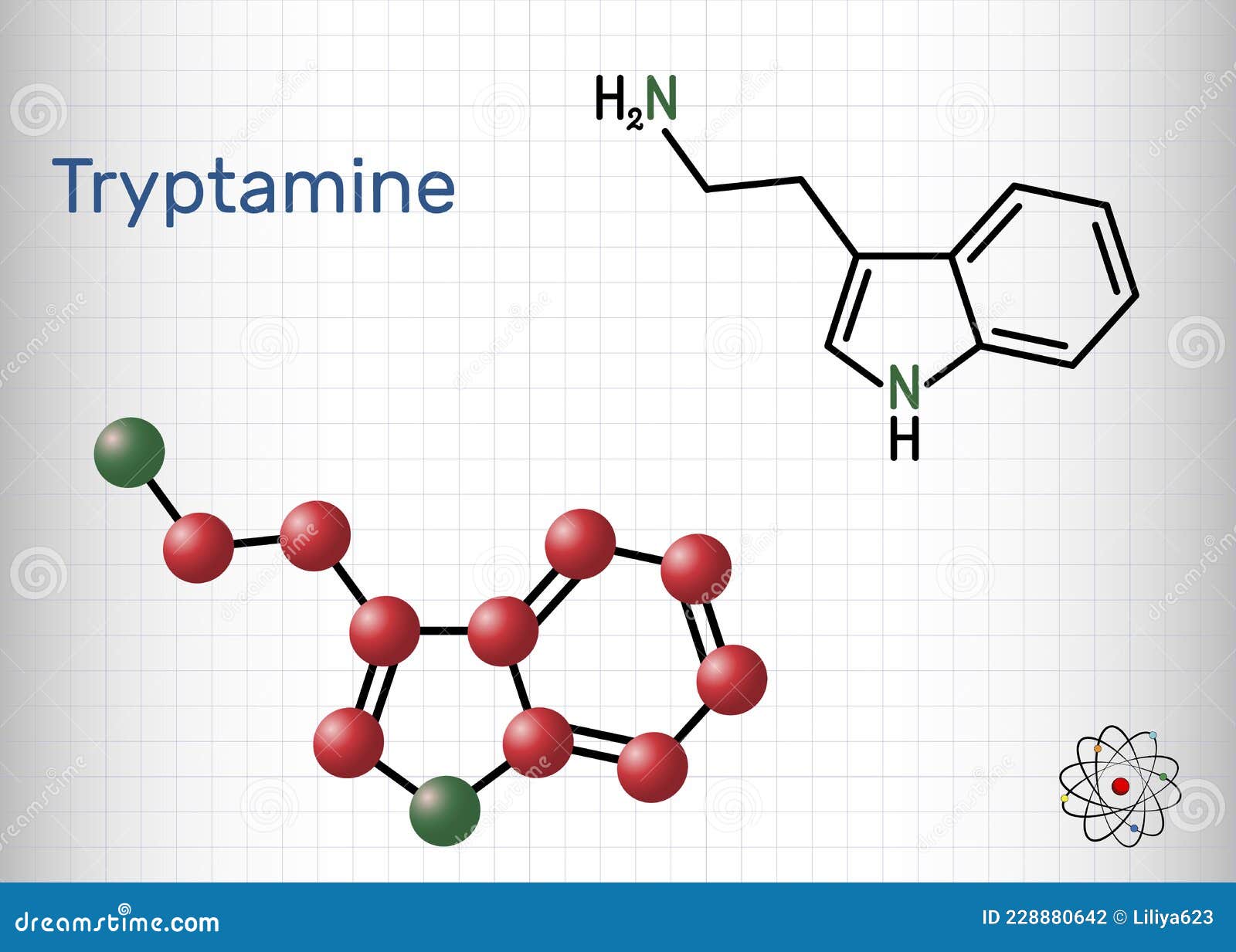 Tryptamine Molecule. it is Alkaloid, Aminoalkylindole. Structural ...
