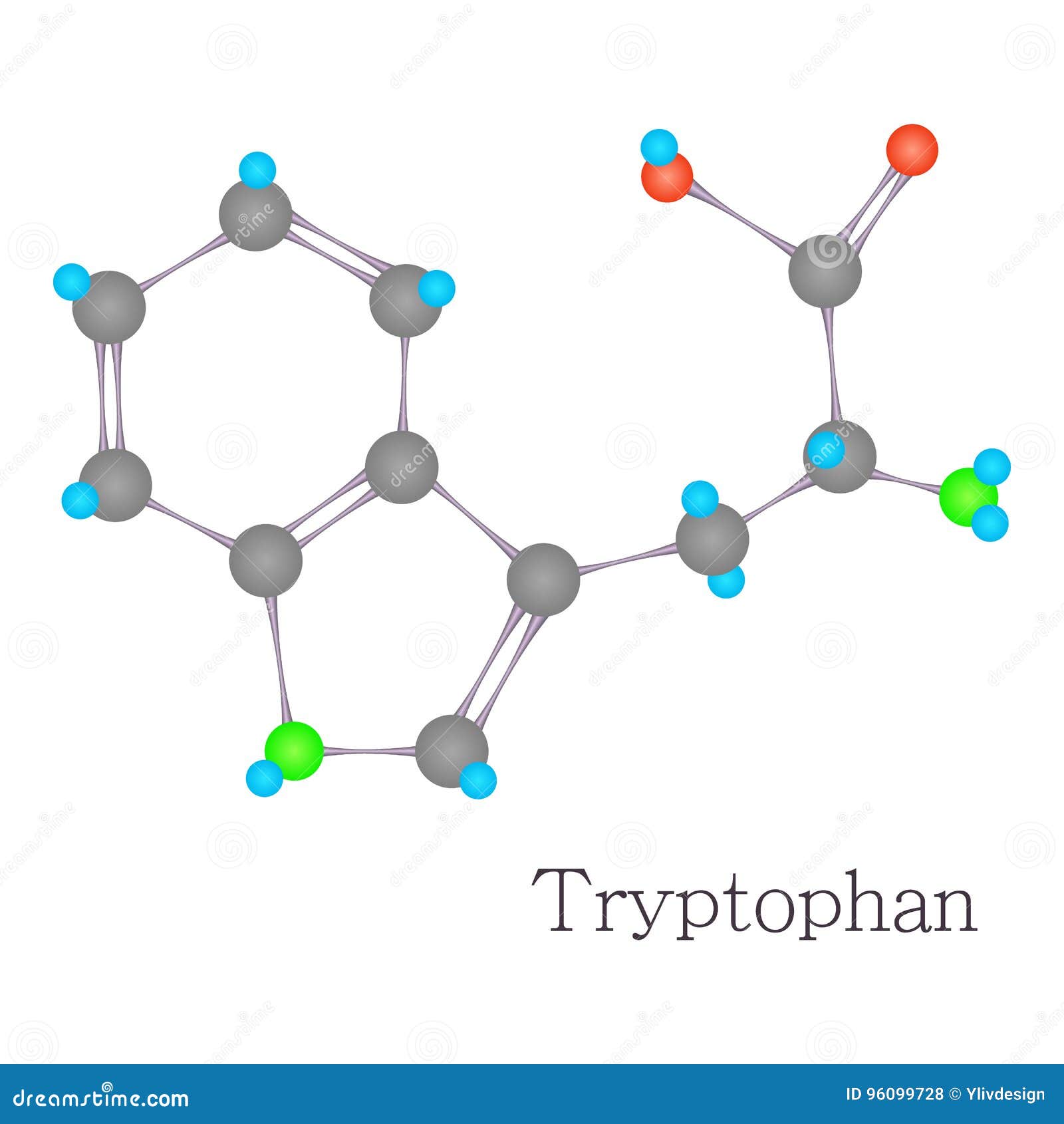 Tryptophan Molecule Structure 3d Illustration With Clipping Path ...